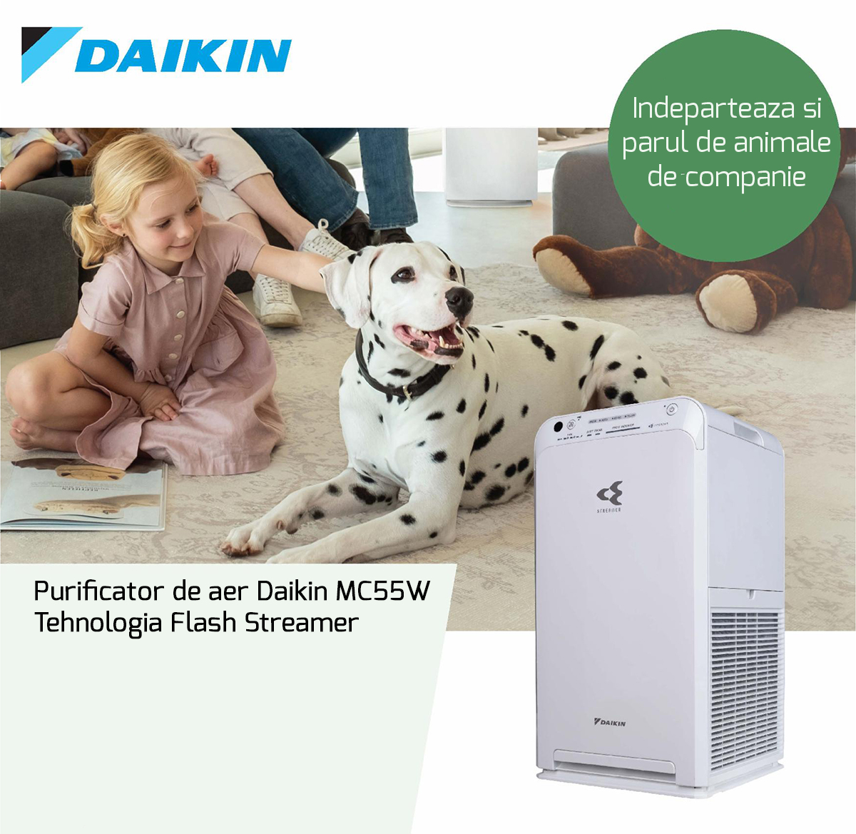 Purificator de Aer Daikin MC55W, Daikin Flash Streamer, 6 nivele de ...